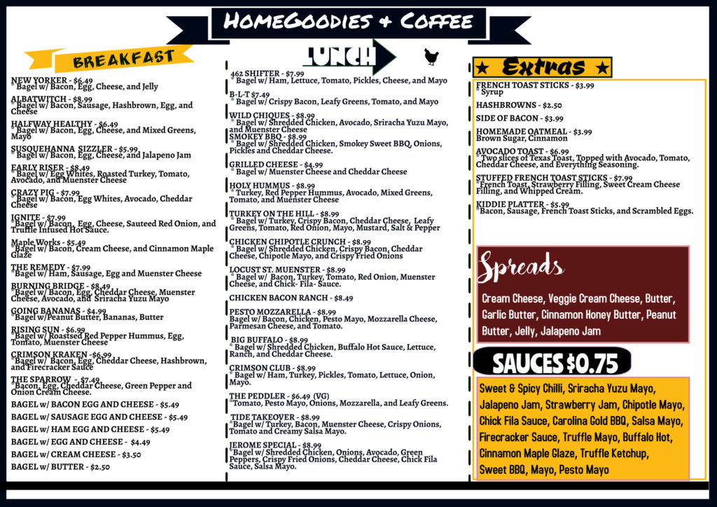 Menu - HomeGoodies and Coffee | Cafe and Gift Shop